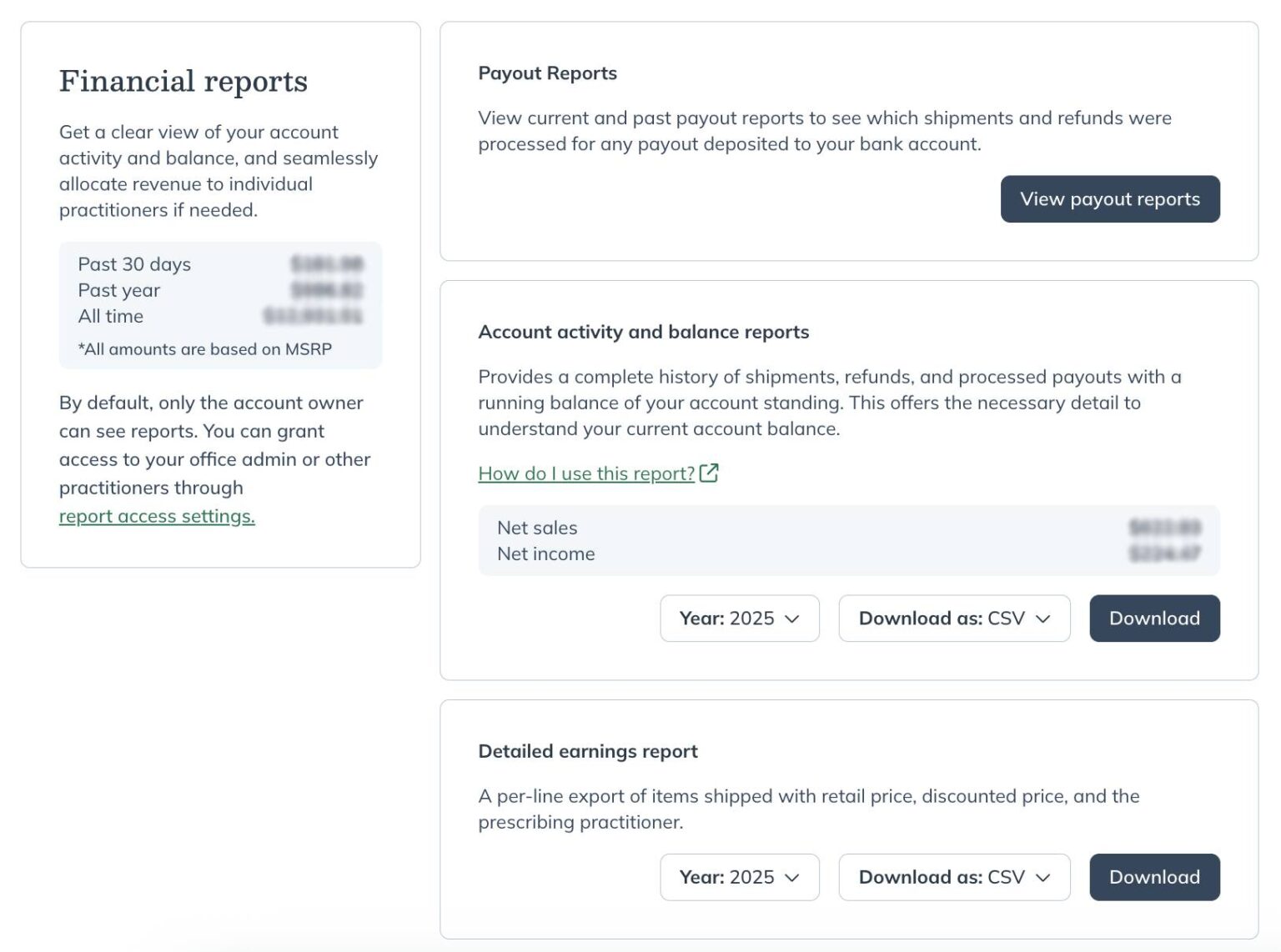 Financial reports for dispensaries - Fullscript Support Center
