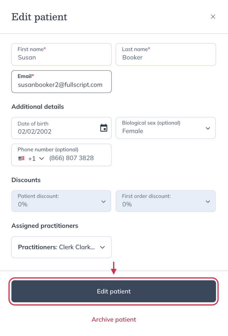 Editing patient profiles - Fullscript Support Center