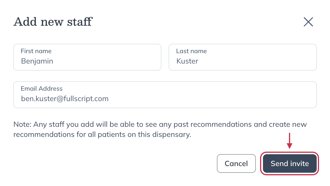 Adding practitioners and staff members