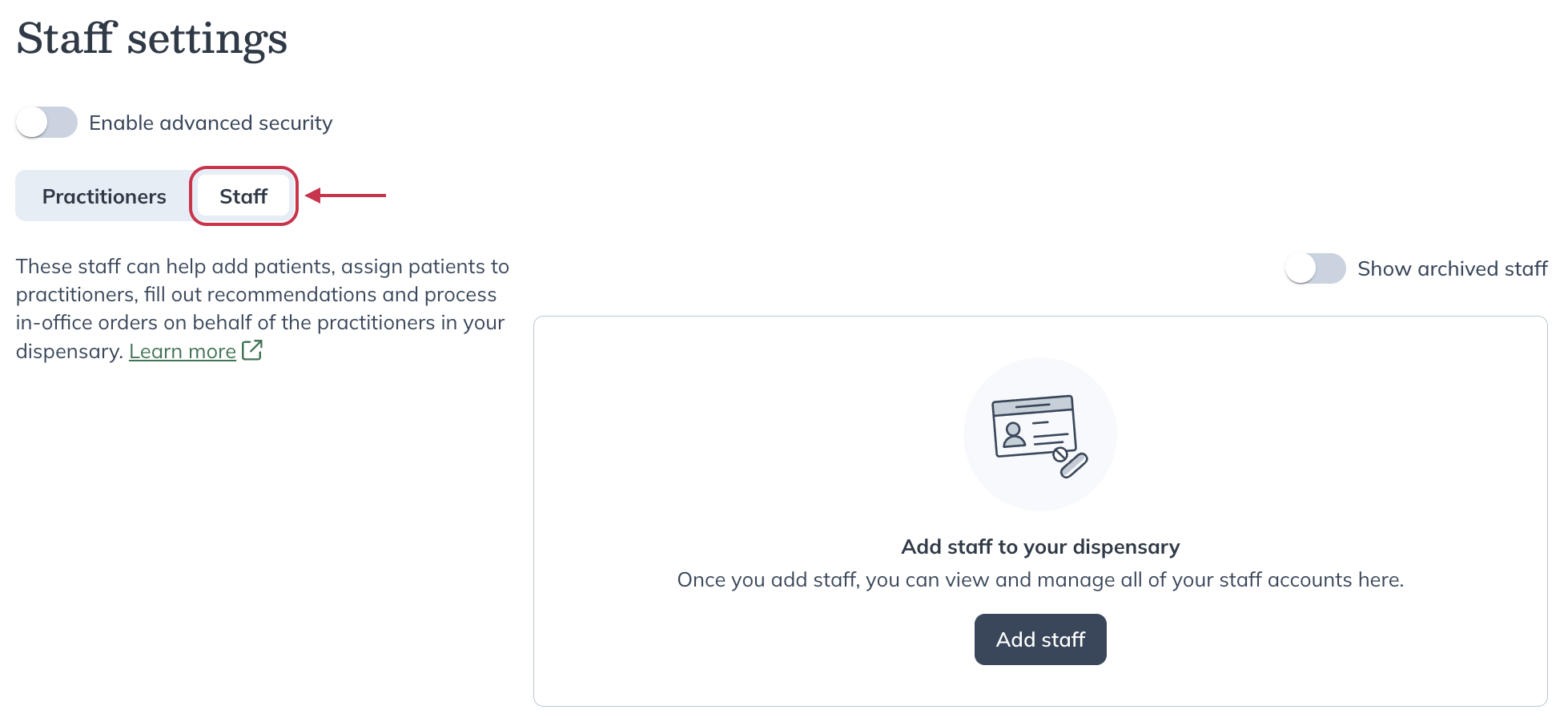 Adding practitioners and staff members