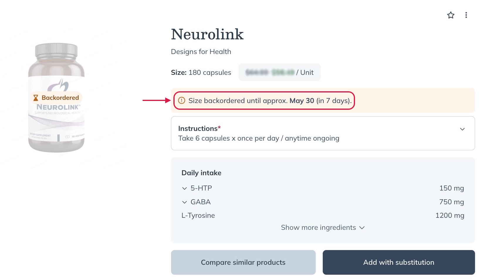 Backorders, out of stocks, and approximate restock dates