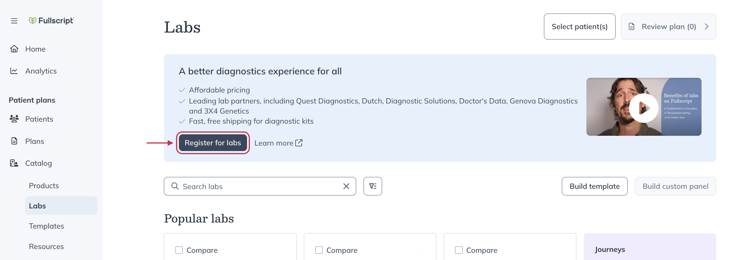 Registering for Labs on Fullscript - Fullscript Support Center