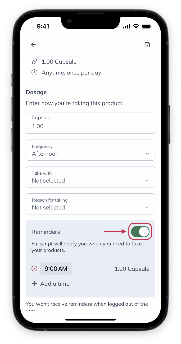 Staying on track with dose reminders - Fullscript Support Center