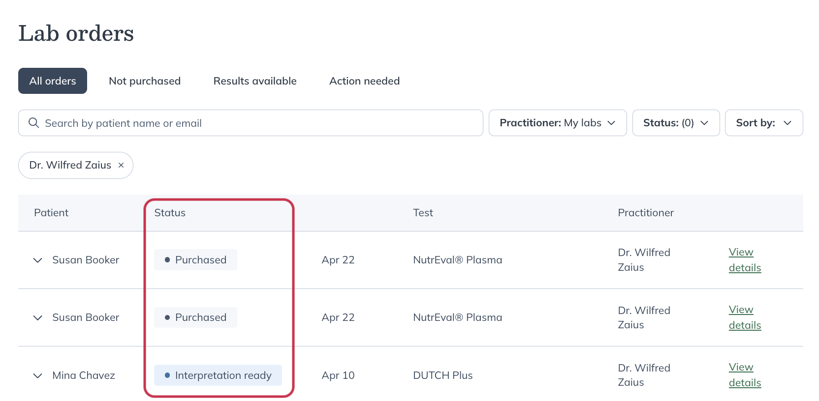 Lab orders dashboard - Fullscript Support Center