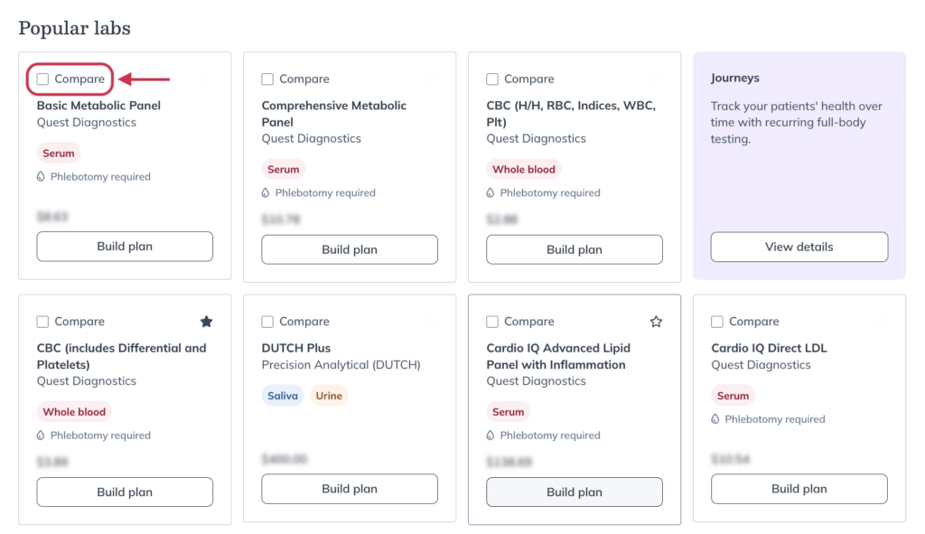 Comparing lab tests - Fullscript Support Center