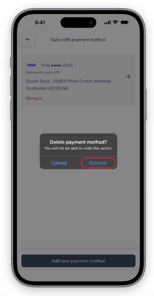 Managing your auto refill shipping and payment
