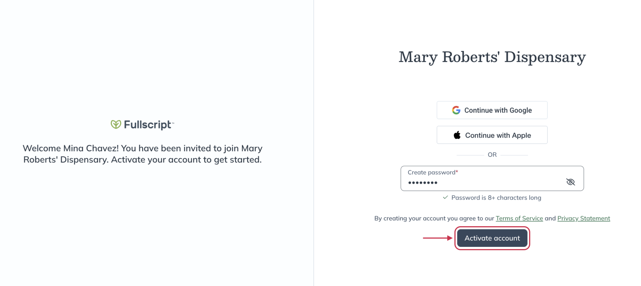 Signing up for a Fullscript provider account