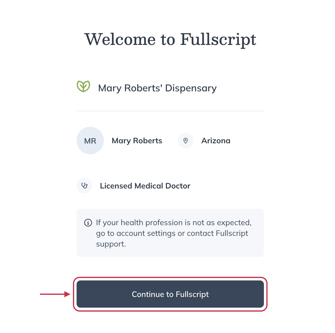 Signing up for a Fullscript provider account