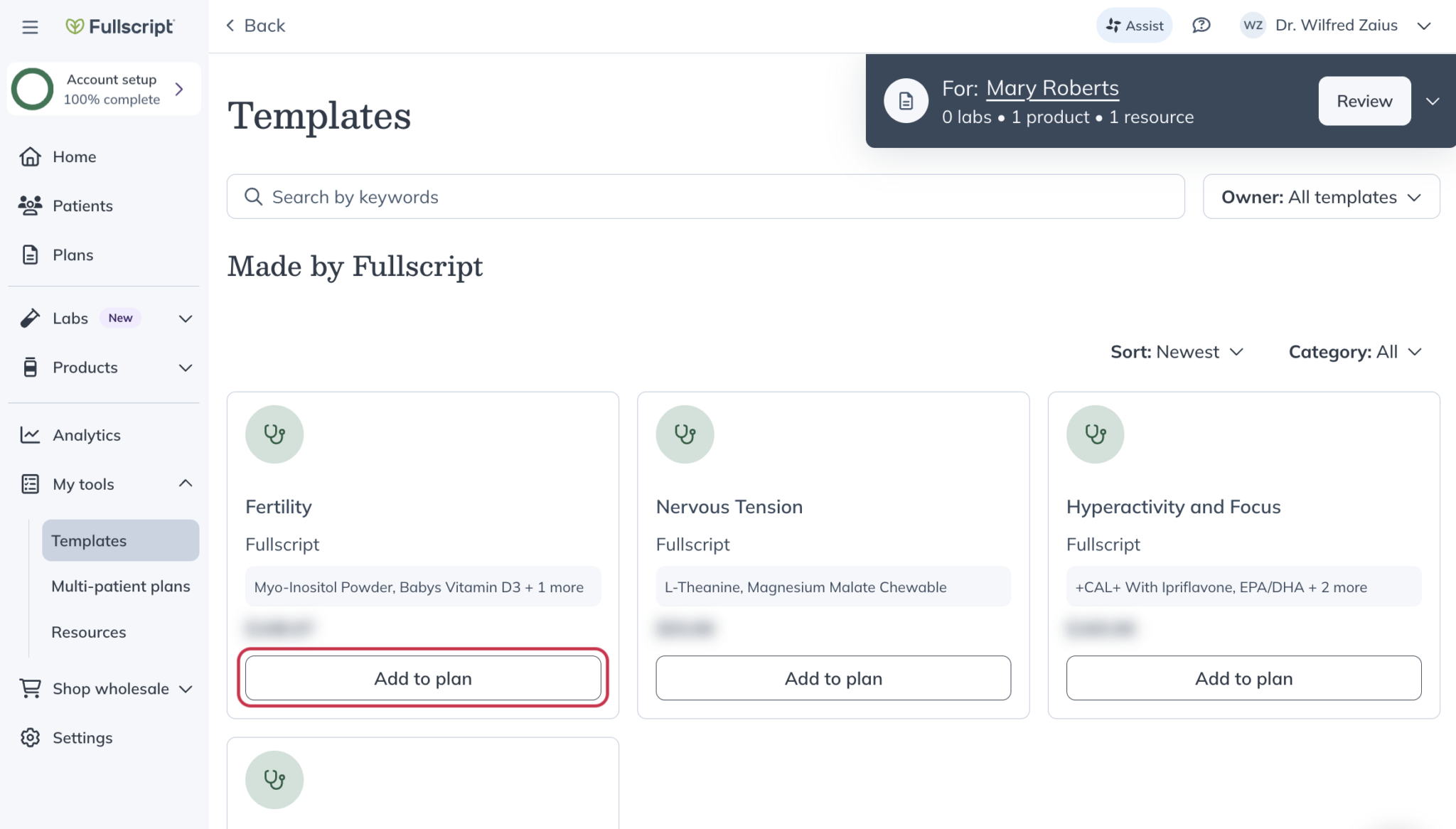 The plan building tool - Fullscript Support Center