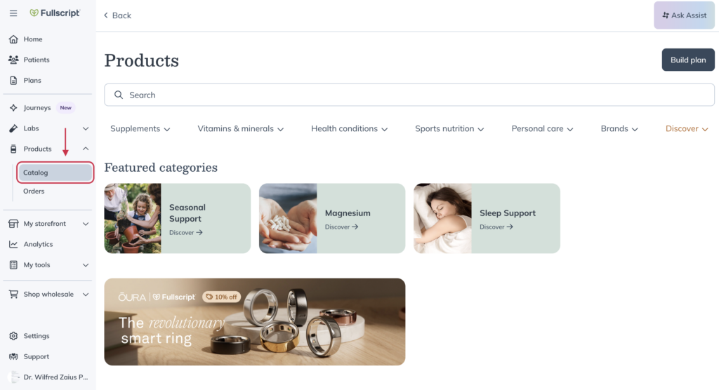 Catalog favorites and categories - Fullscript Support Center
